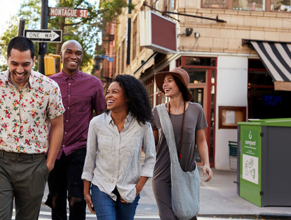 Downtown trash cans, smart bins, food waste & dumpster enclosures